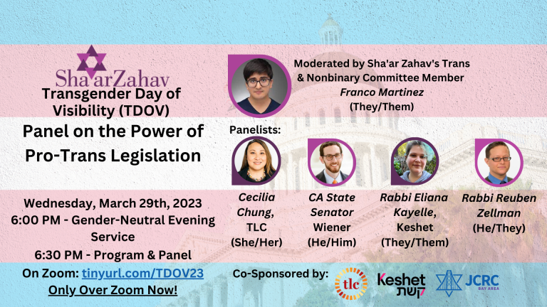 Transgender Day of Visibility (TDOV) Panel - Sha'ar Zahav